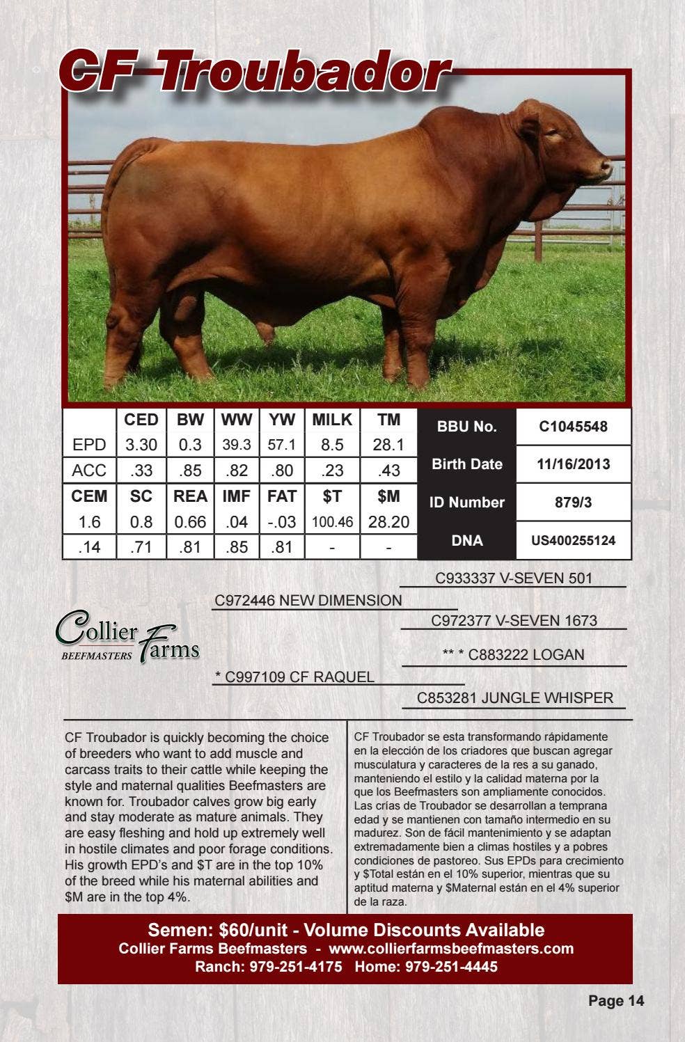 Beefmaster International Semen and Embryo Directory - el Directorio ...