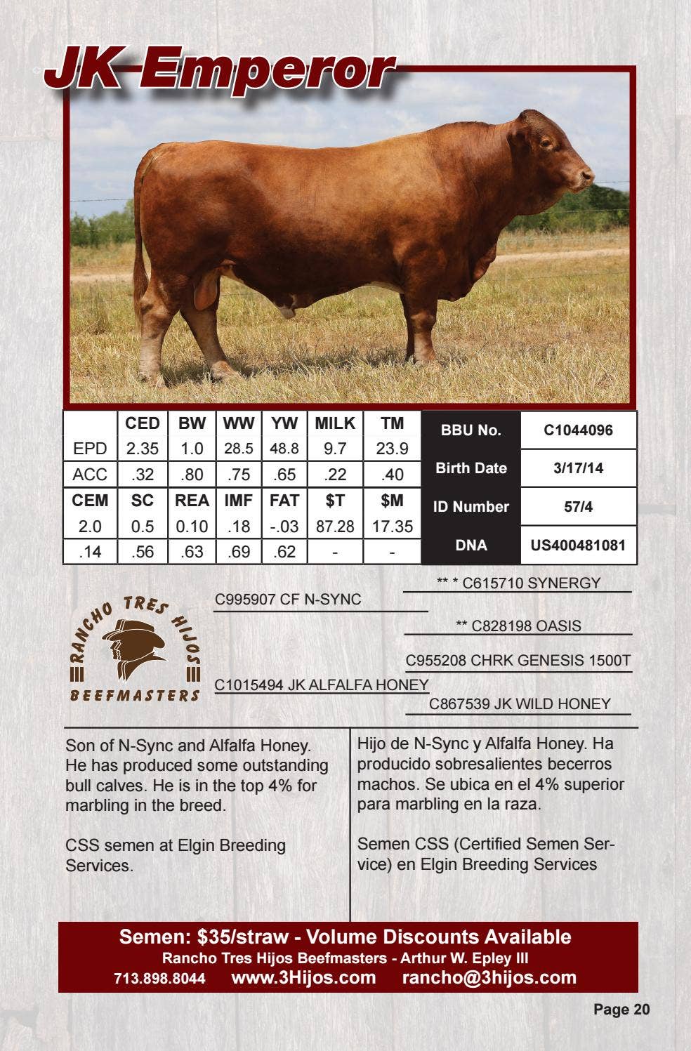 Beefmaster International Semen and Embryo Directory - el Directorio ...