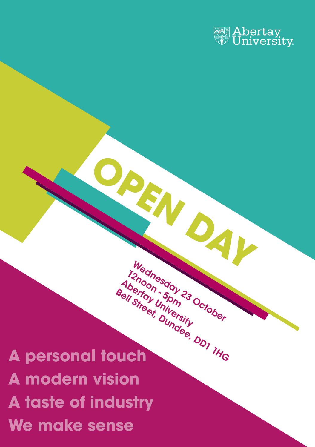 Open Day Programme - 23 October 2019 by Abertay University - Issuu