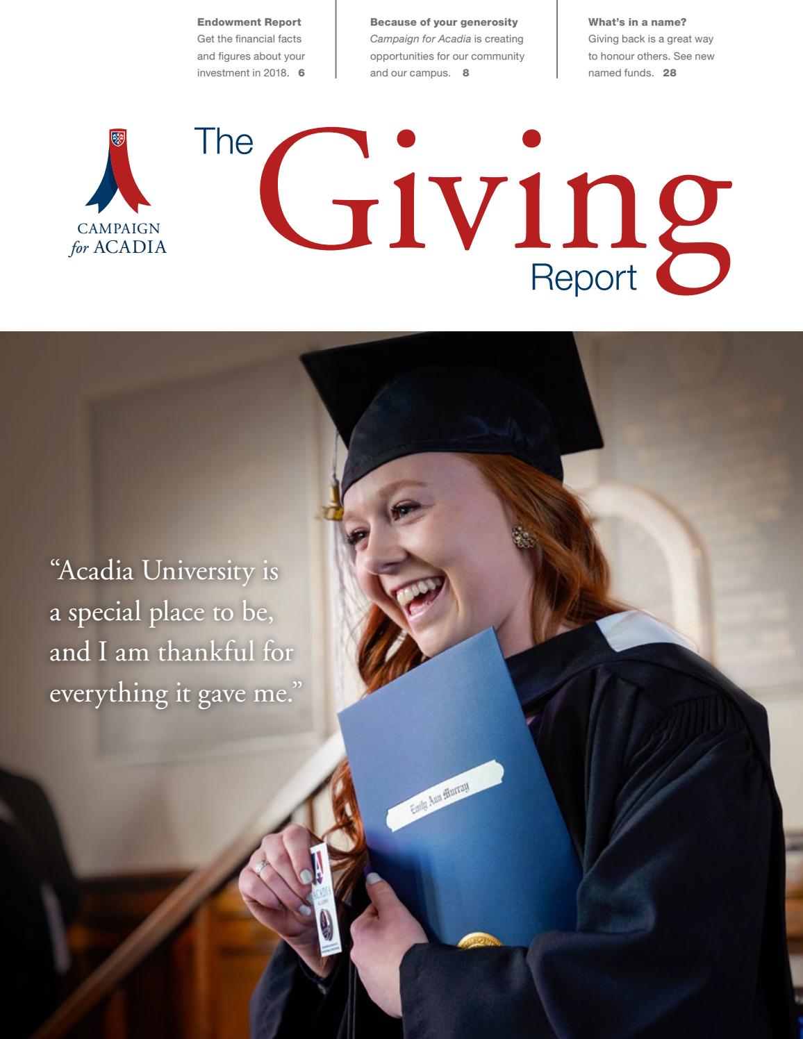 The Giving Report 2019 by Acadia University - Issuu