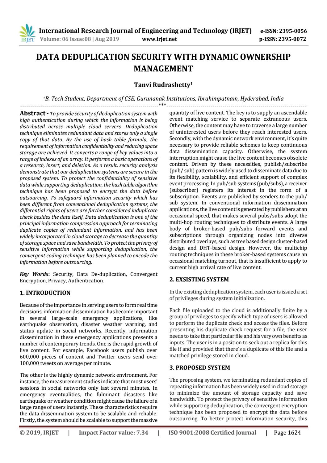 Irjet Data Deduplication Security With Dynamic Ownership Management By Irjet Journal Issuu