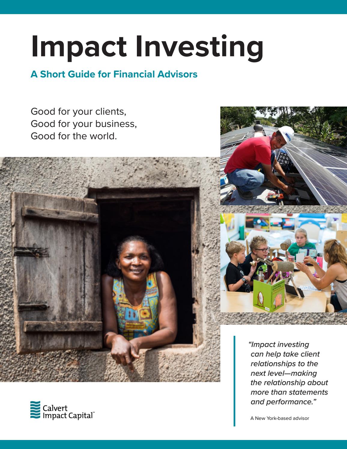 Impact Investing: A Short Guide For Financial Advisors by Calvert ...