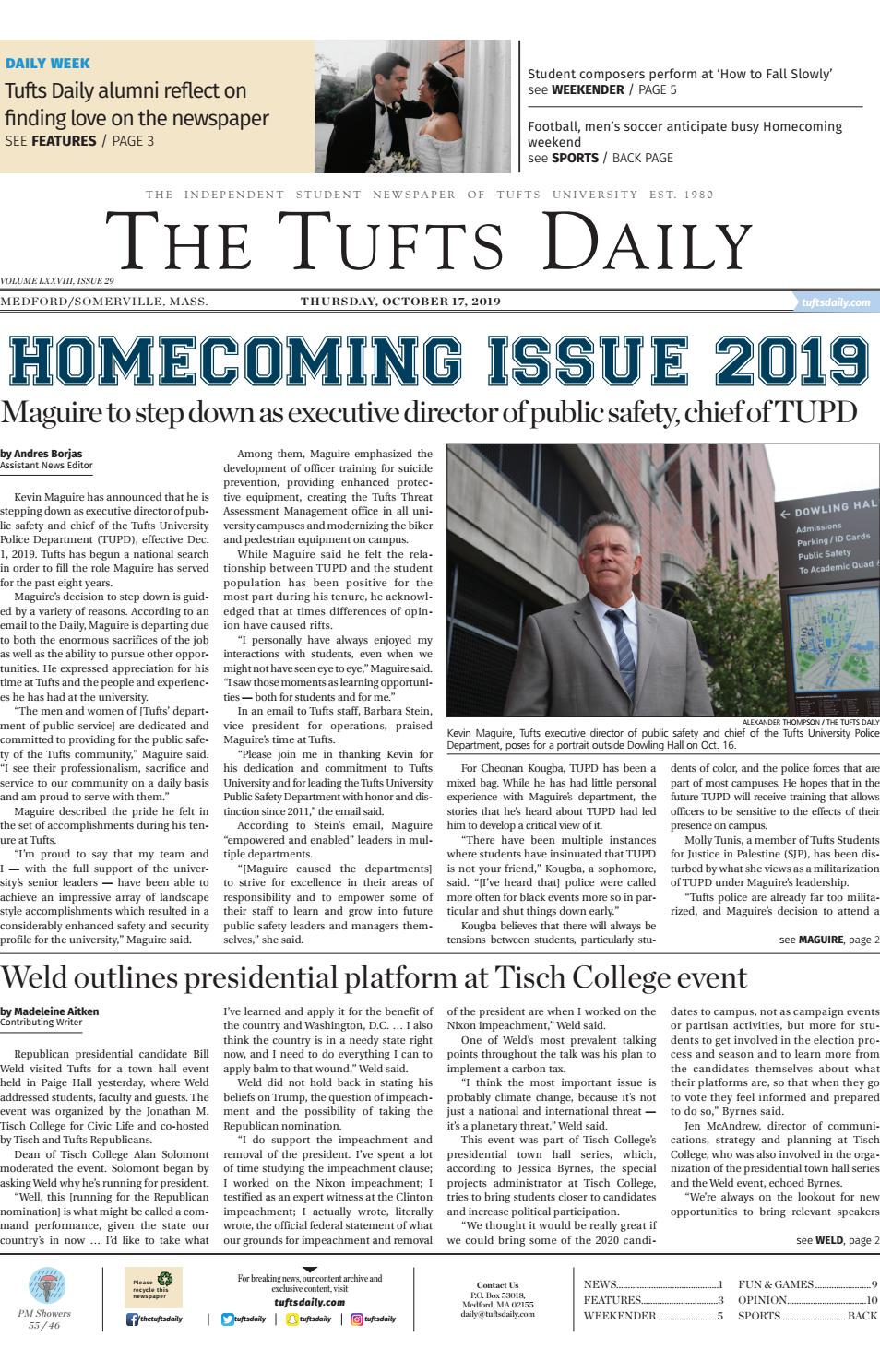 The Tufts Daily - Thursday, October 17, 2019 by The Tufts Daily - Issuu