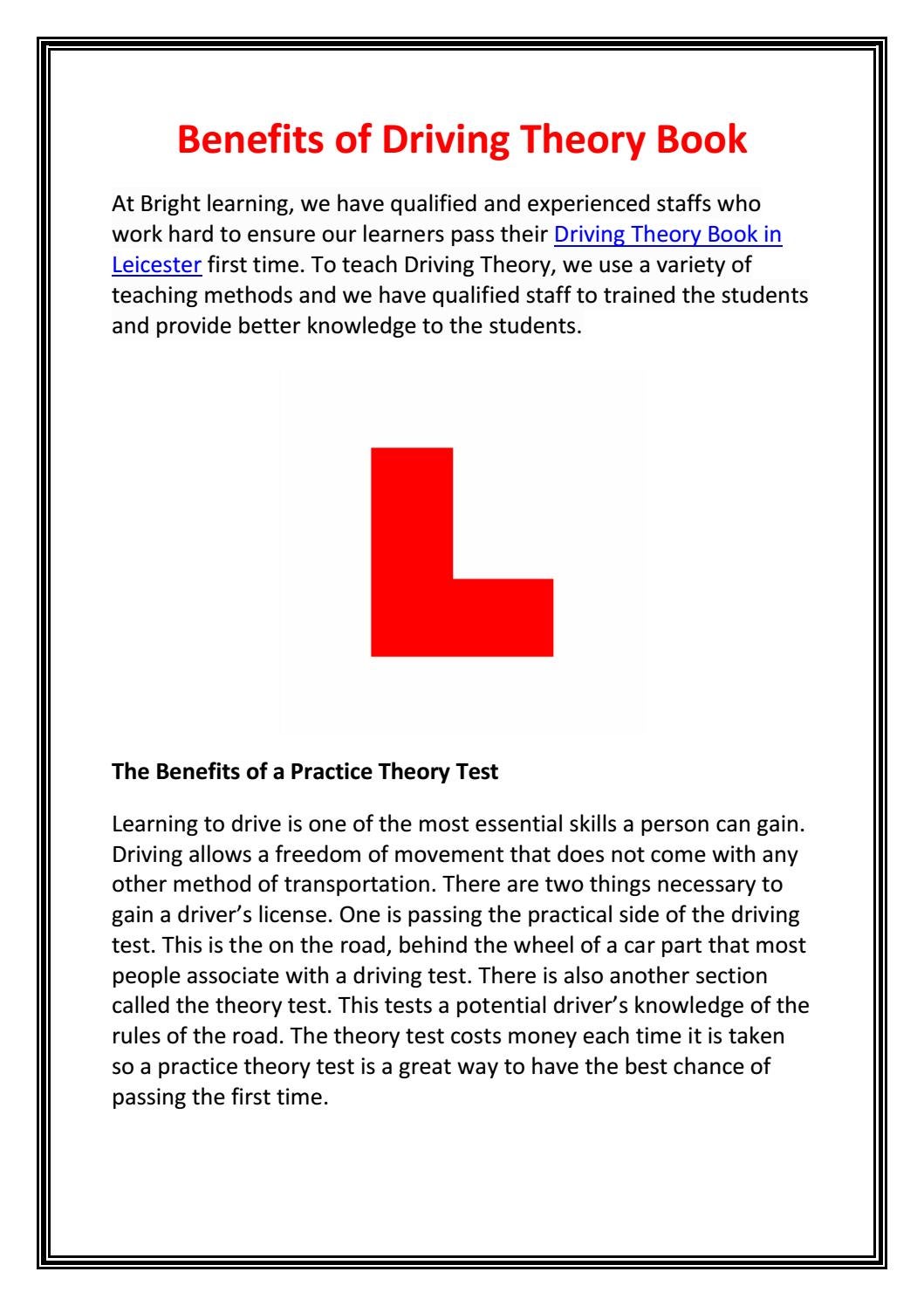 Driving Theory Book in Leicester by Bright Learning Centre - Issuu