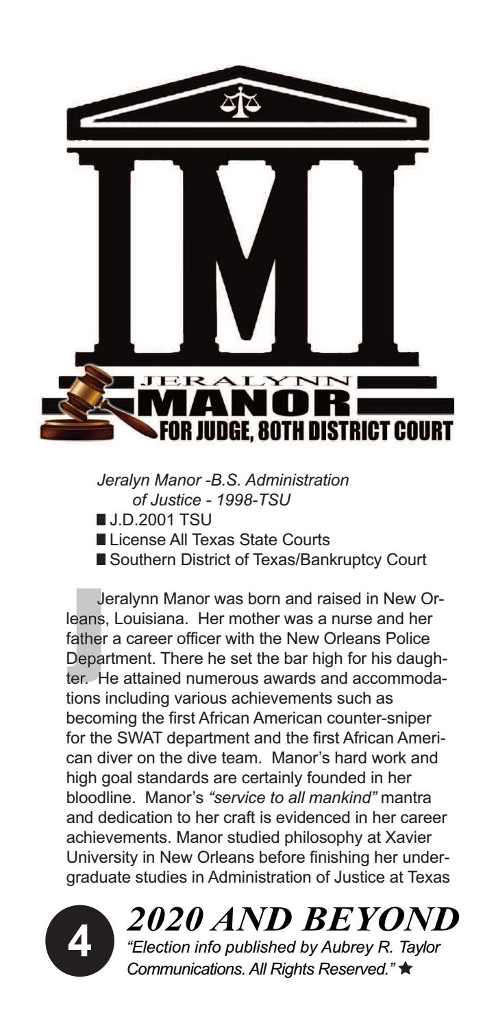 Jeralynn Manor is Running for Judge, 80th Civil District Court Against ...