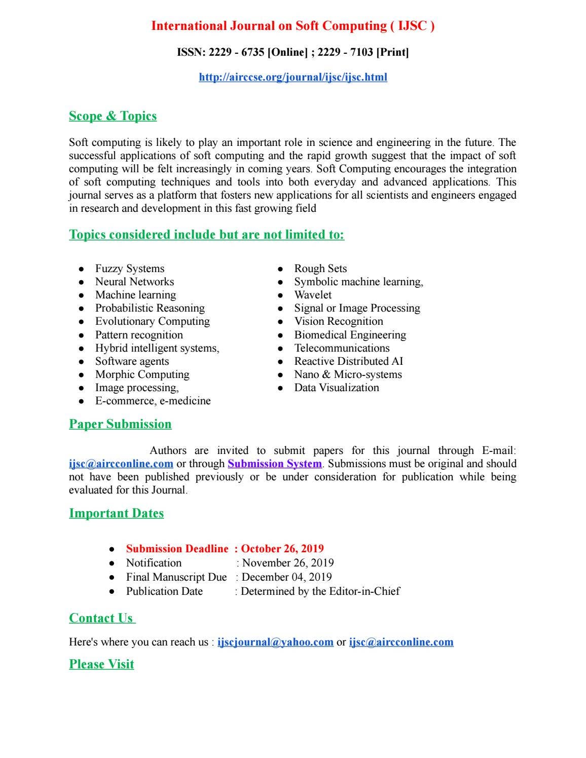 International Journal on Soft Computing ( IJSC ) by ijscjournal - Issuu