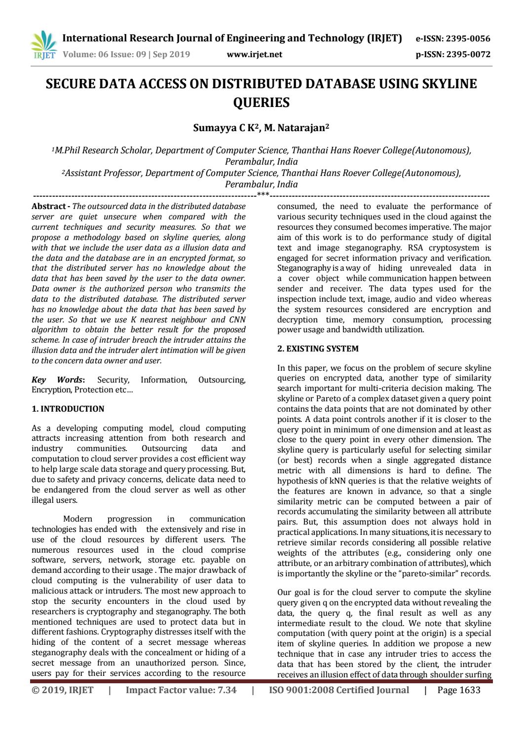 Irjet Secure Data Access On Distributed Database Using Skyline Queries By Irjet Journal Issuu