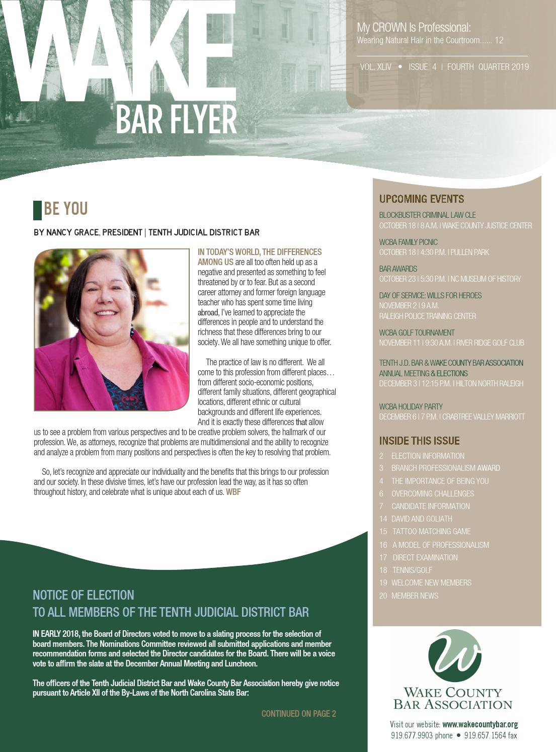 Wake Bar Flyer | Fourth Quarter 2019 by Wake County Bar Association - Issuu