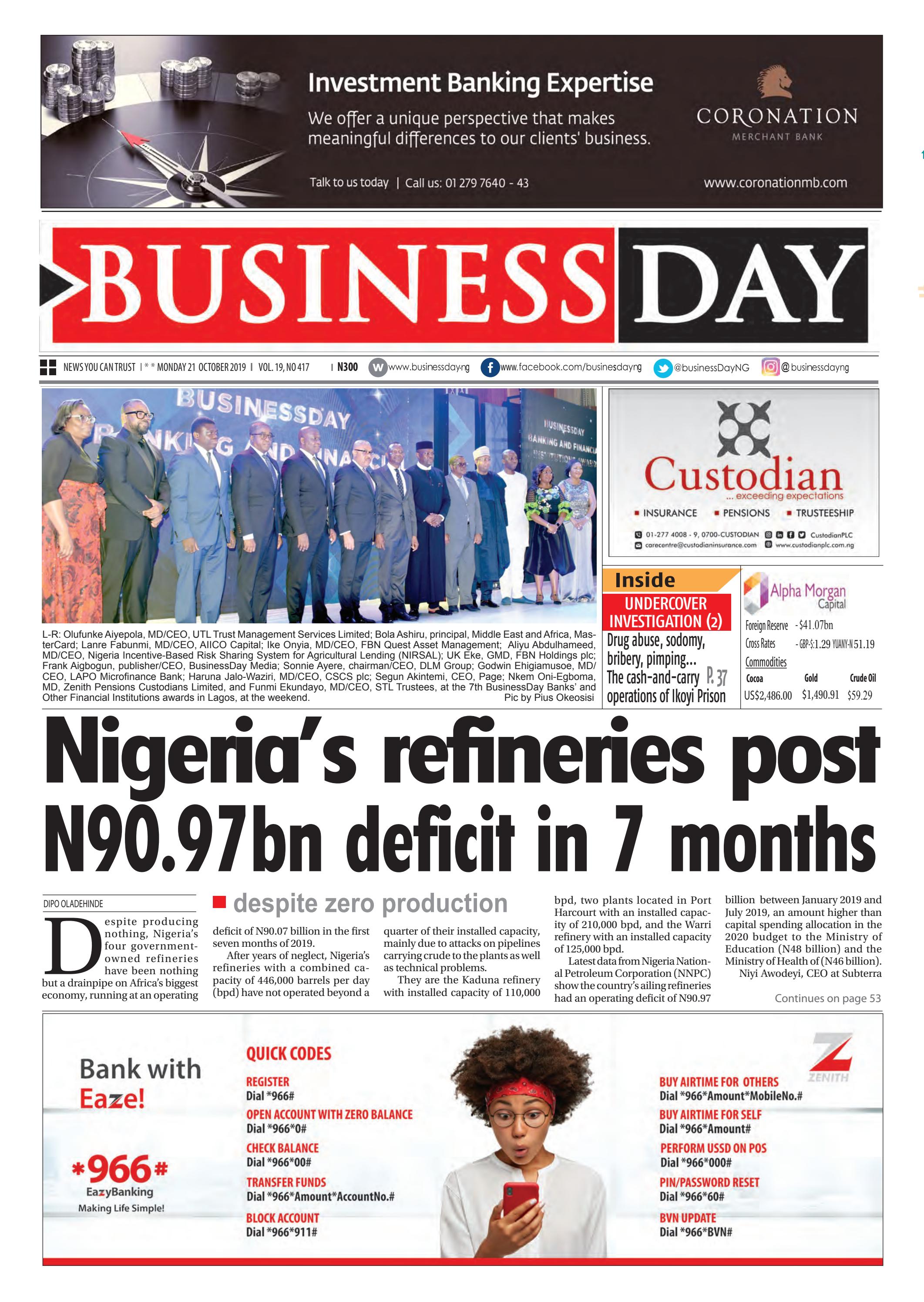 BusinessDay 21 Oct 2019 by BusinessDay - Issuu