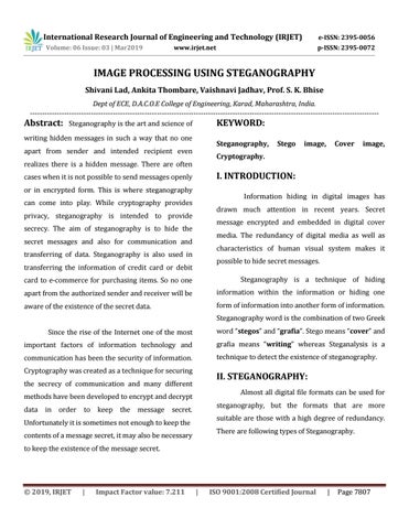 Irjet Image Processing Using Steganography By Irjet Journal Issuu 