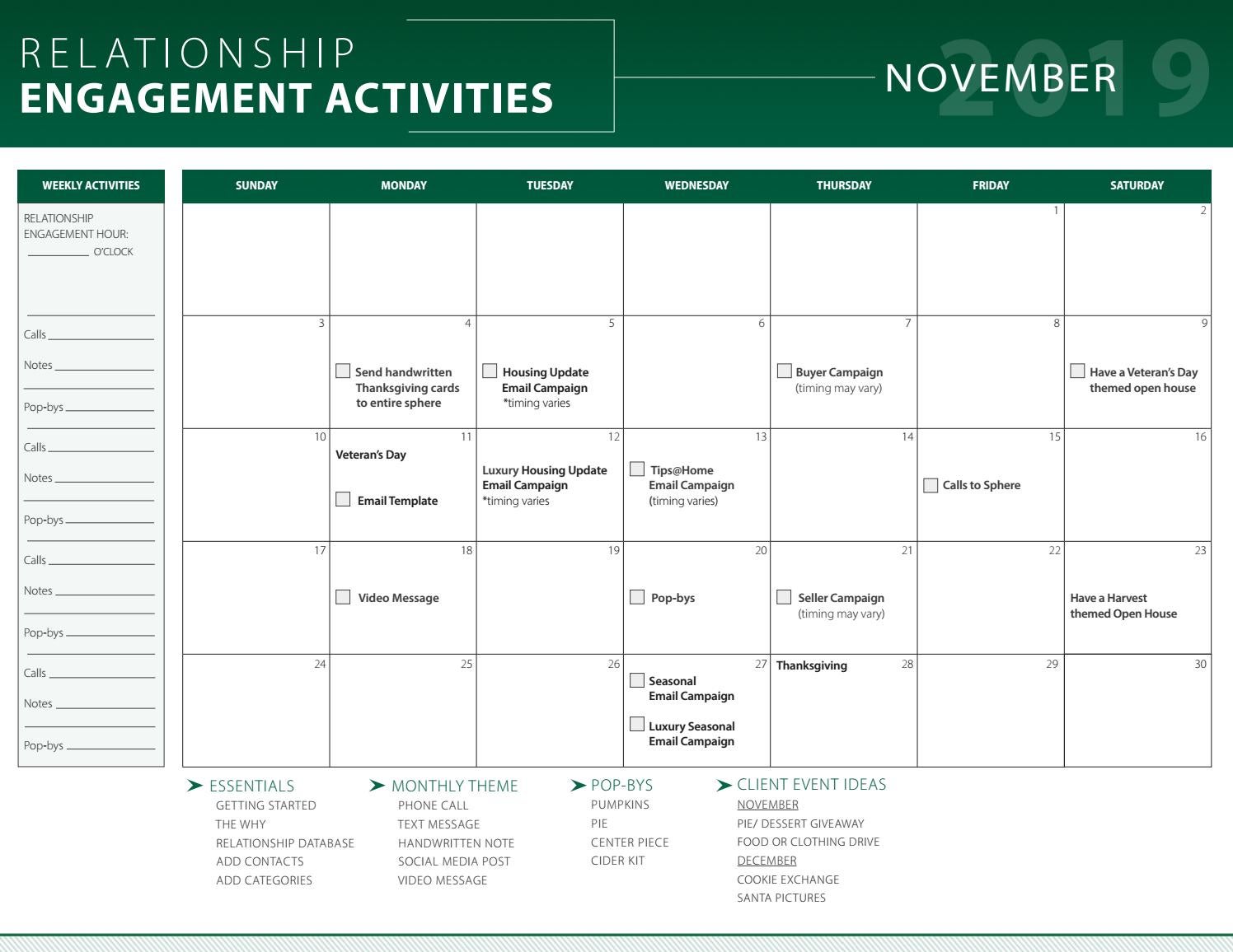 November Calendar - Engagement Activities WITH LINKS by John L. Scott ...