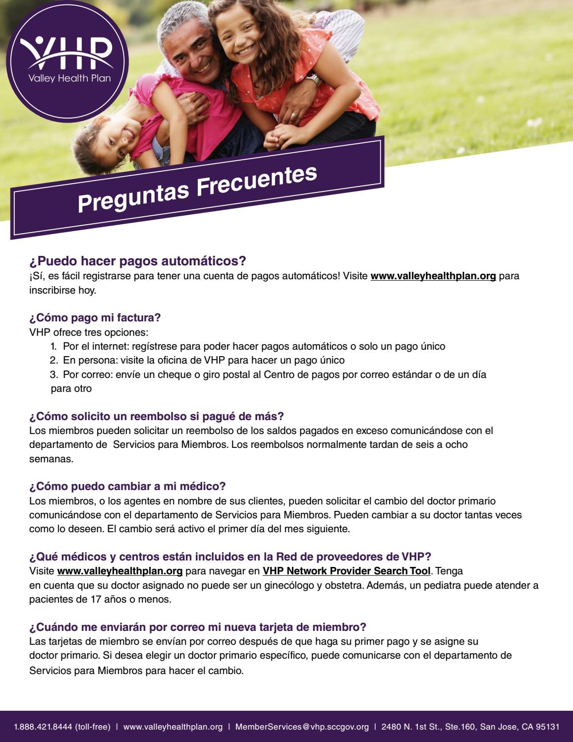Frequently Asked Questions - Spanish by Valley Health Plan - Issuu