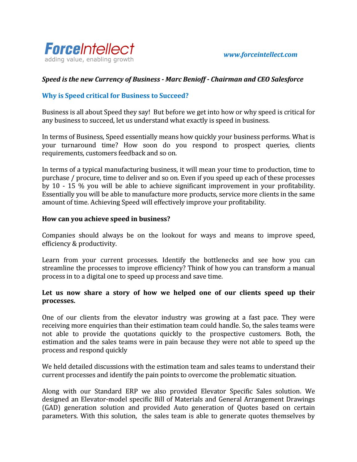 Why is speed important for a business to succeed? by Force Intellect ...