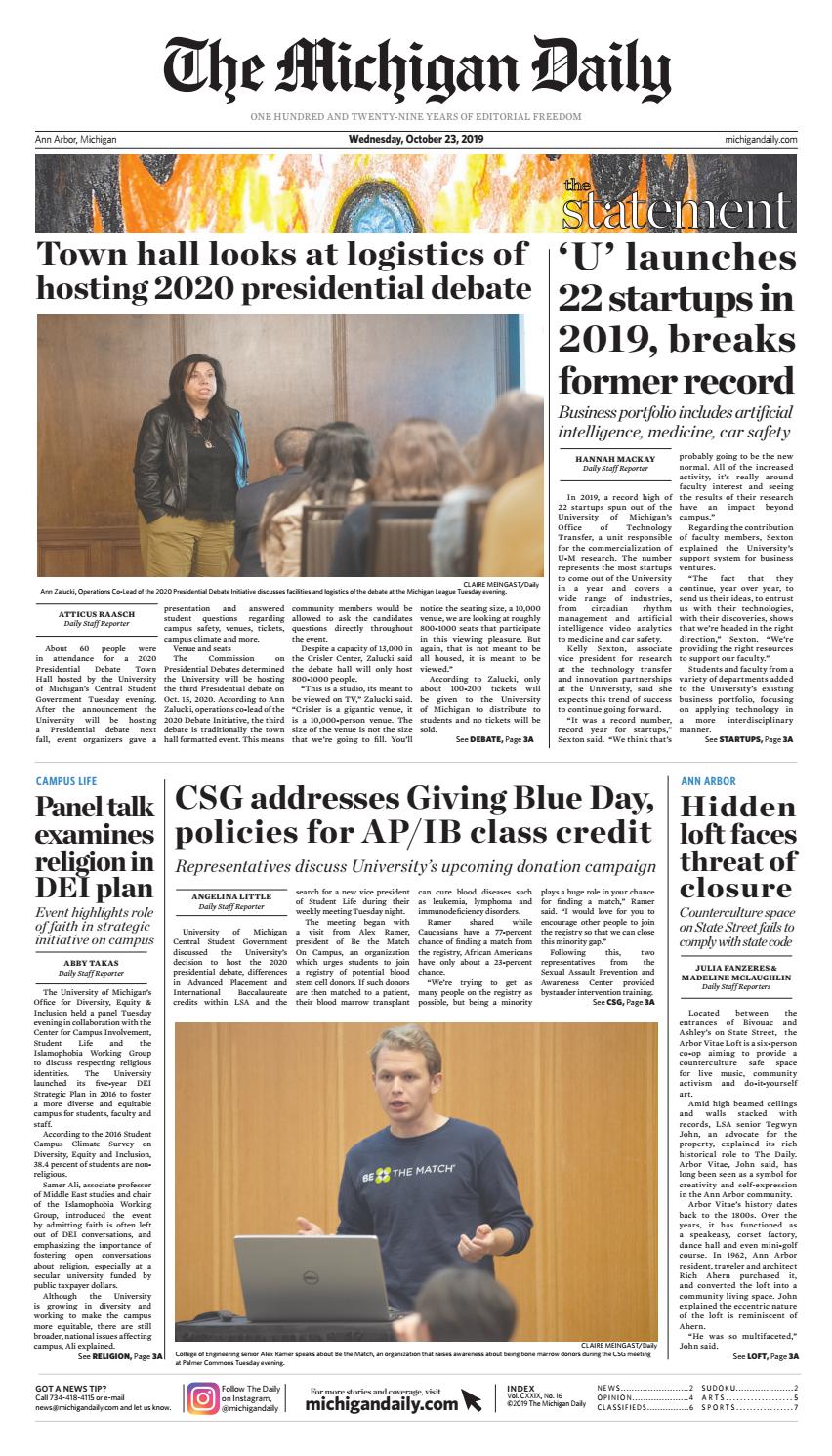 2019-10-23 by The Michigan Daily - Issuu