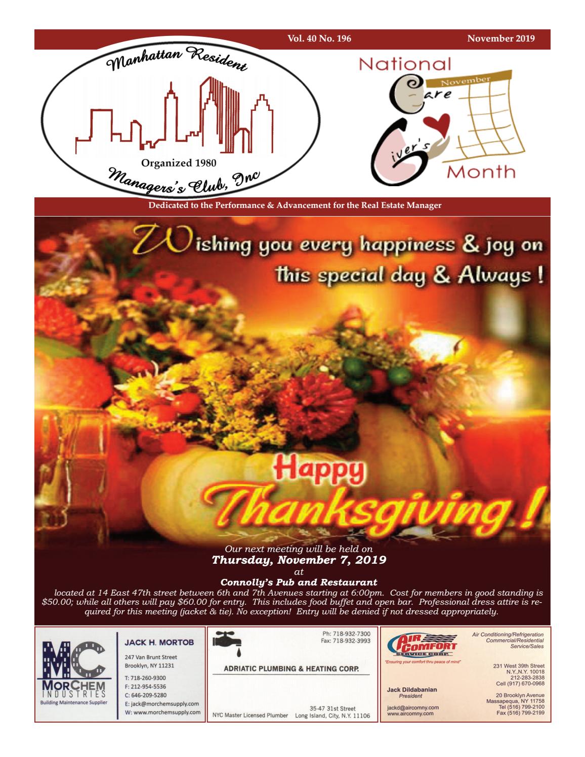 Manhattan Resident Managers Club Newsletter, November 2019 by AMG NY ...