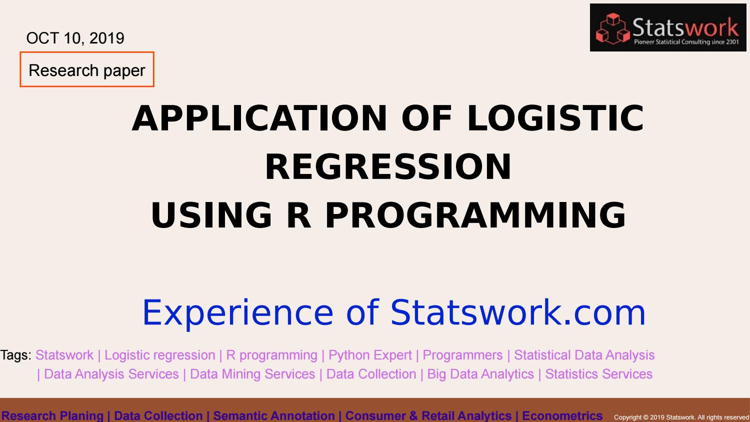 Application of Logistic Regression using R Programming by Statswork - Issuu