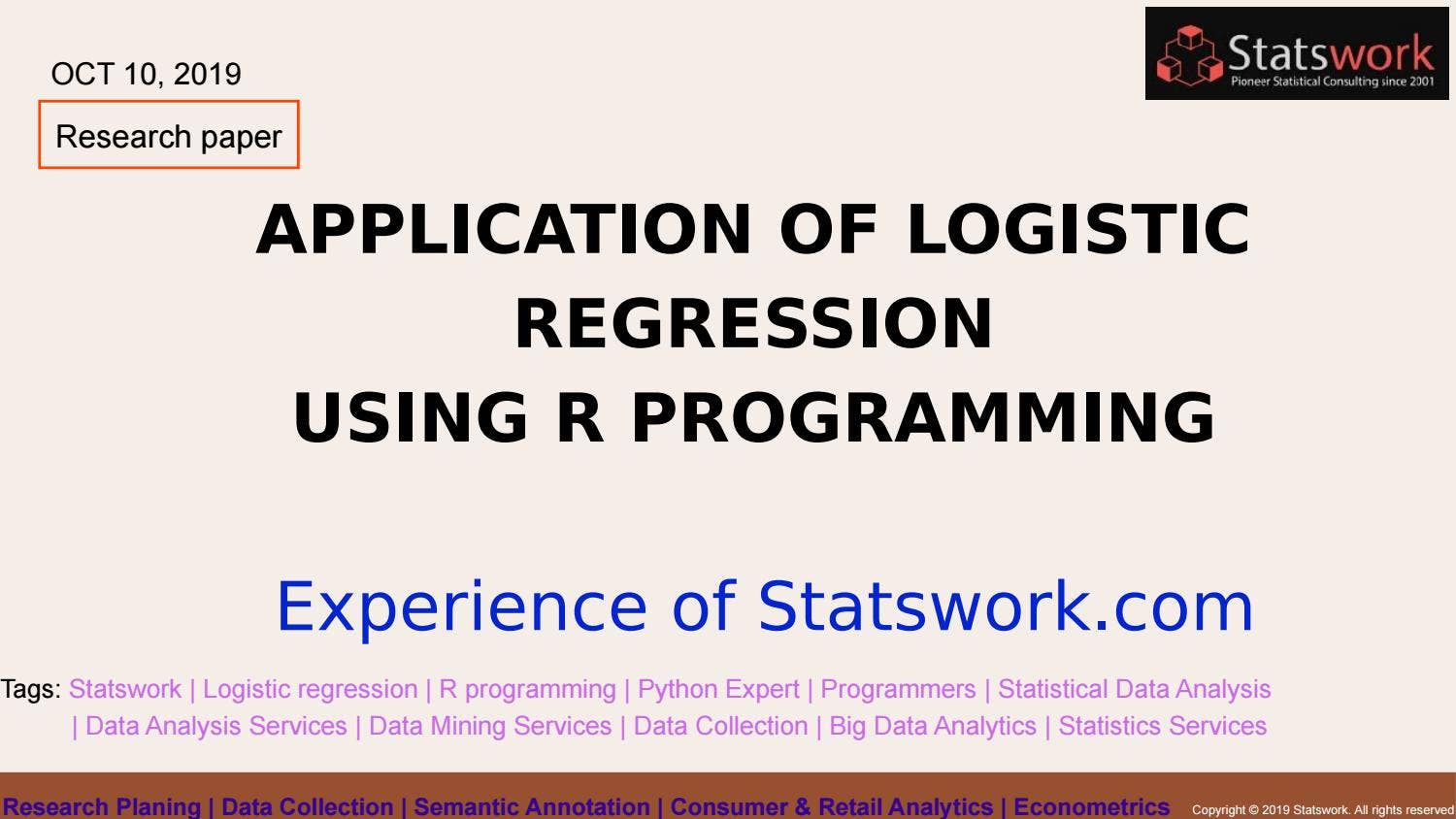 Application of Logistic Regression using R Programming by Statswork - Issuu