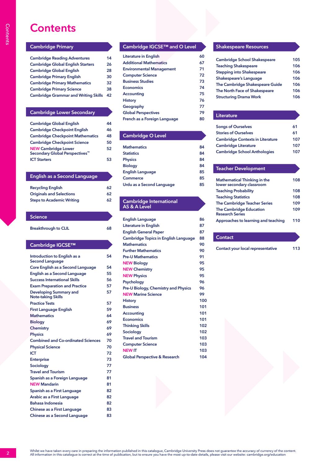 Cambridge Assessment International Education 2020 Catalogue By