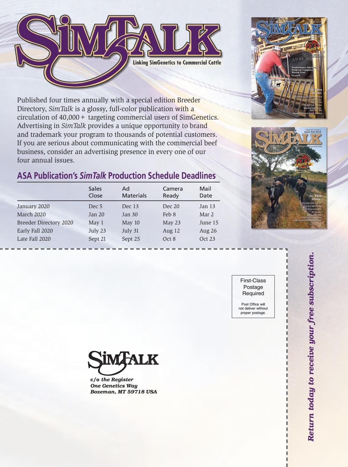 SimTalk Late Fall 2019 by American Simmental Publication, Inc - Issuu
