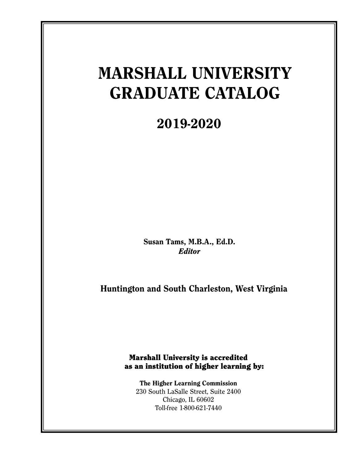 Marshall University Graduate Catalog, 2019-2020 by Marshall University ...