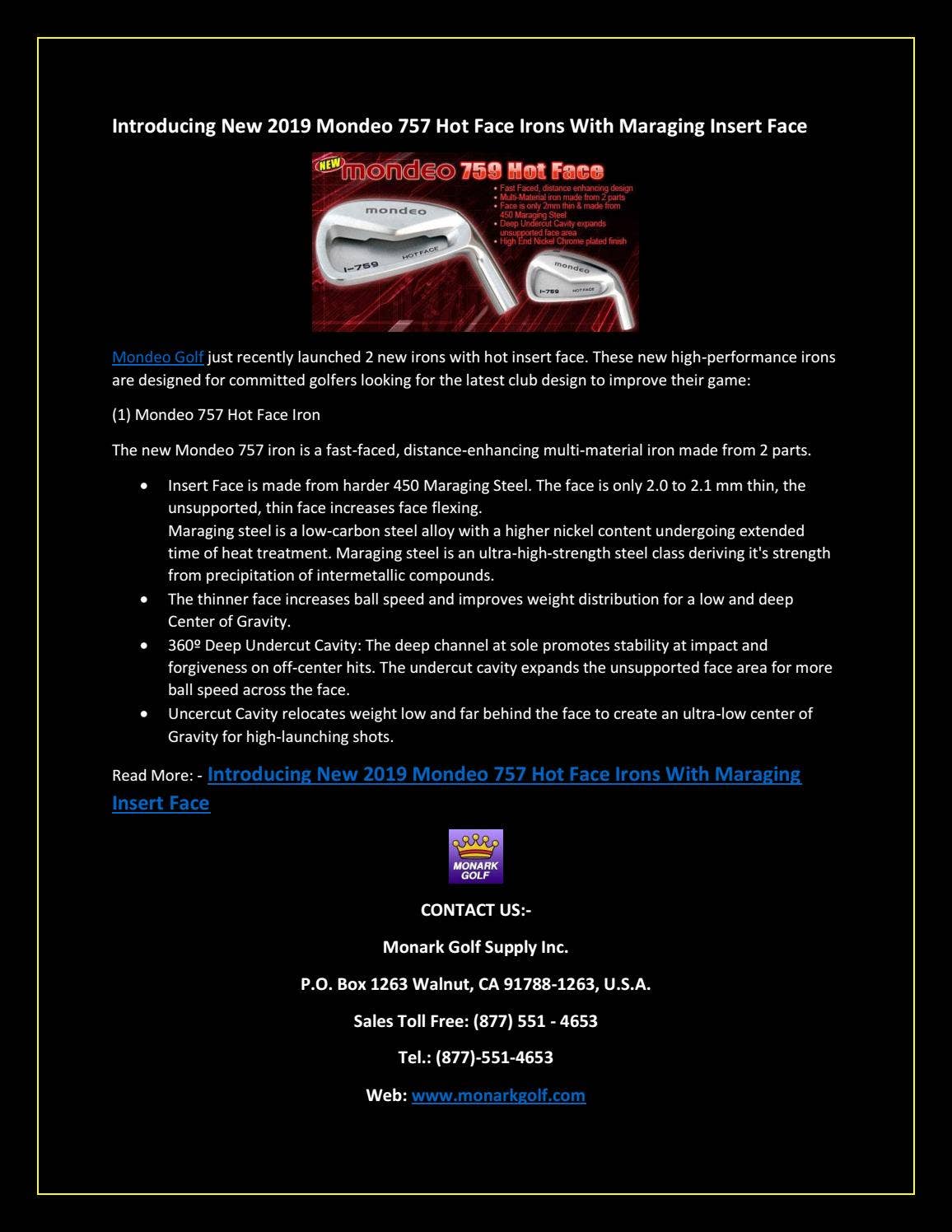 INTRODUCING NEW 2019 MONDEO 757 HOT FACE IRONS WITH MARAGING INSERT ...
