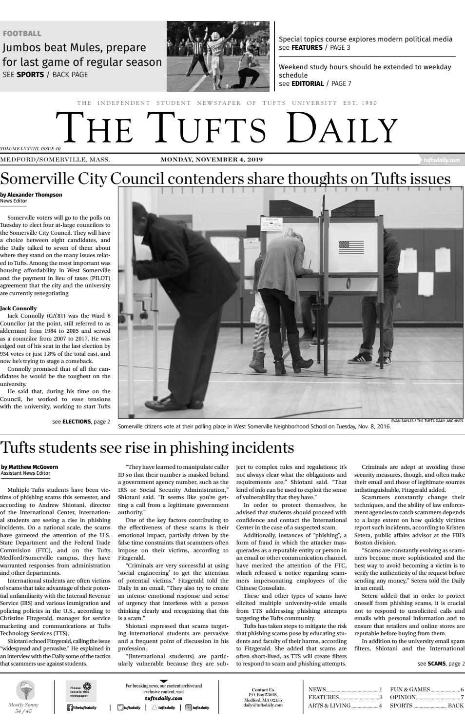 The Tufts Daily - Monday, November 4, 2019 by The Tufts Daily - Issuu