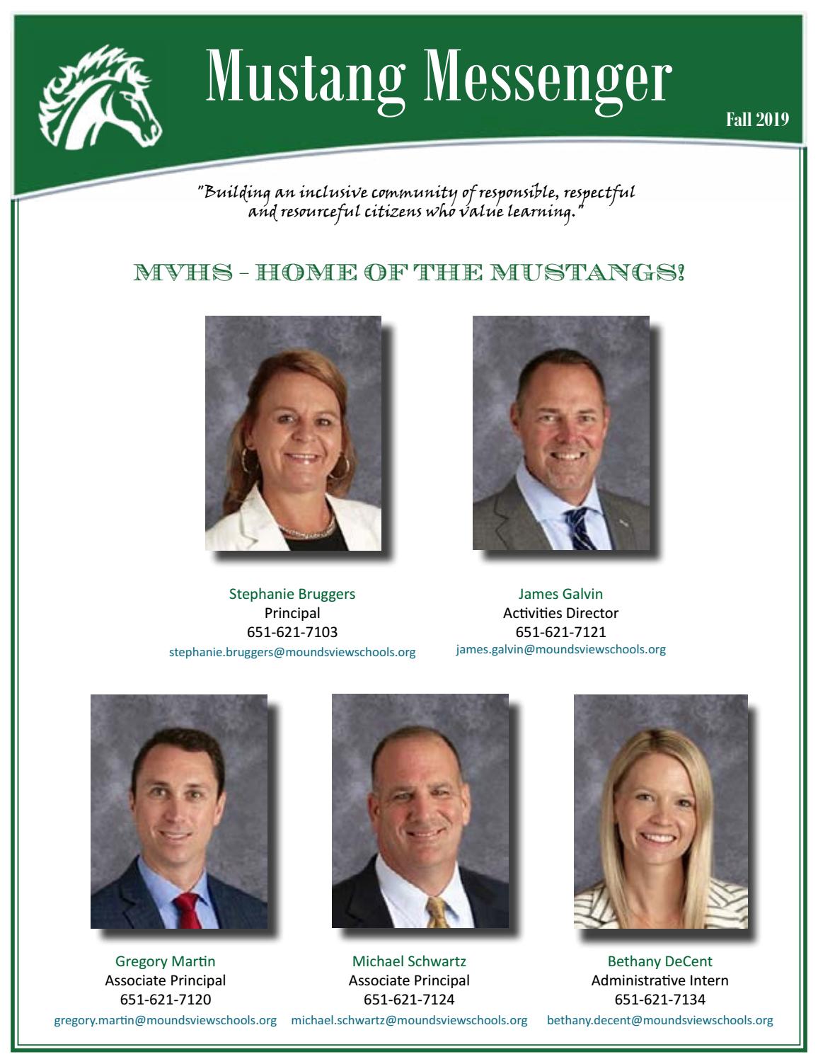 MVHS Mustang Messenger - Fall 2019 by Mounds View Public Schools - Issuu