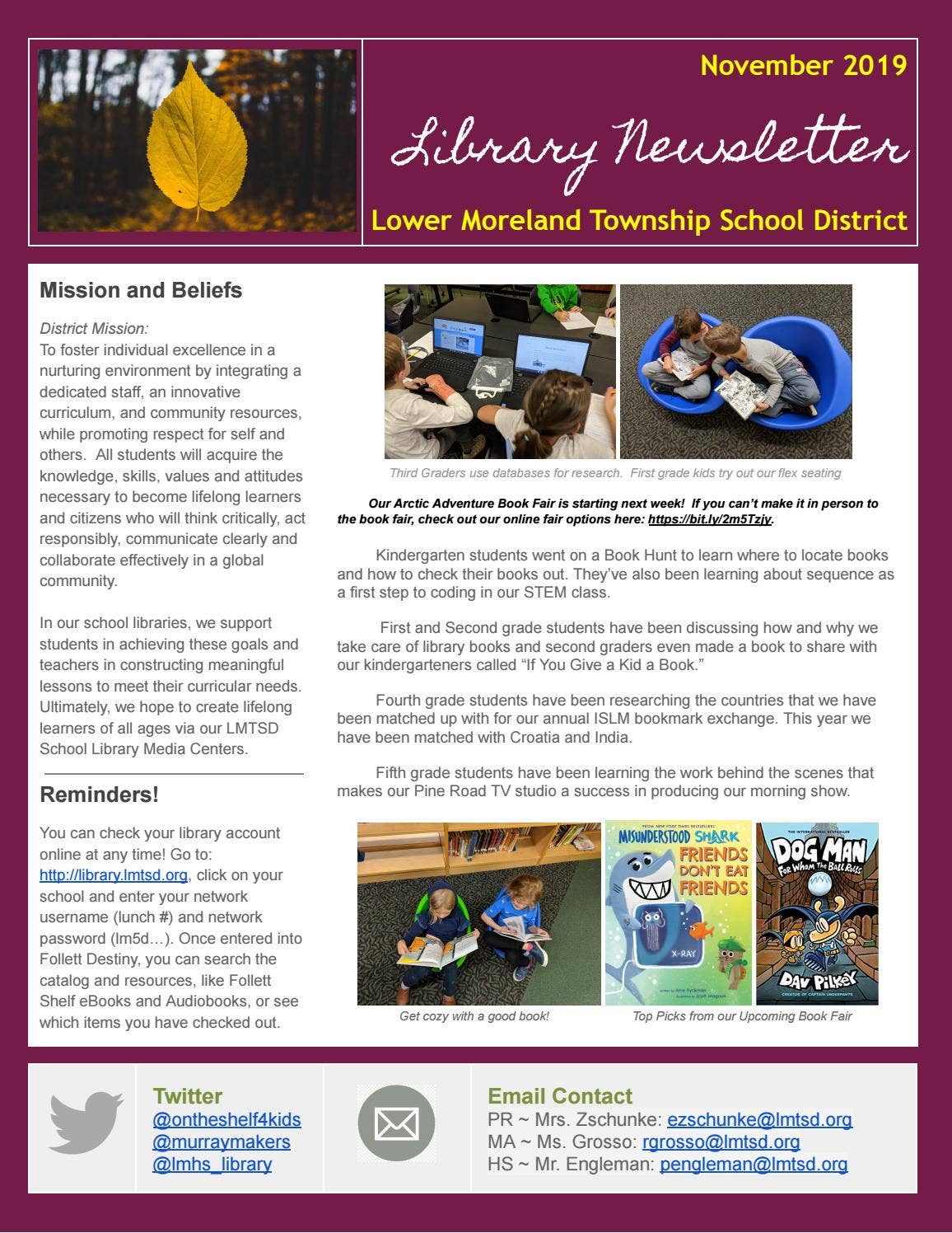 Library Newsletter November 2019 by LMTSD Libraries - Issuu