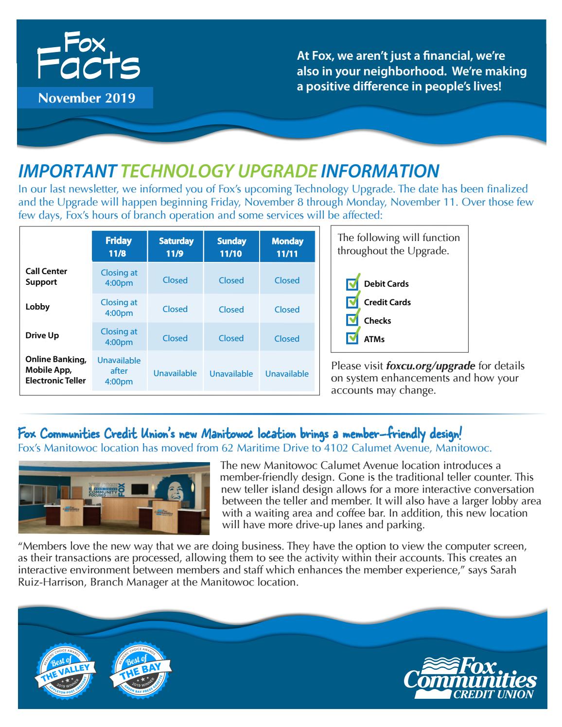 Fox Facts Newsletter - November 2019 by Fox Communities Credit Union ...