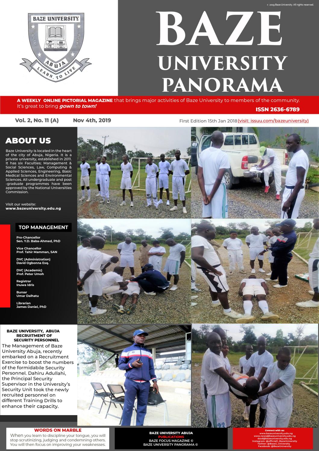 BAZE UNIVERSITY PANORAMA (4th November 2019) by Baze University - Issuu