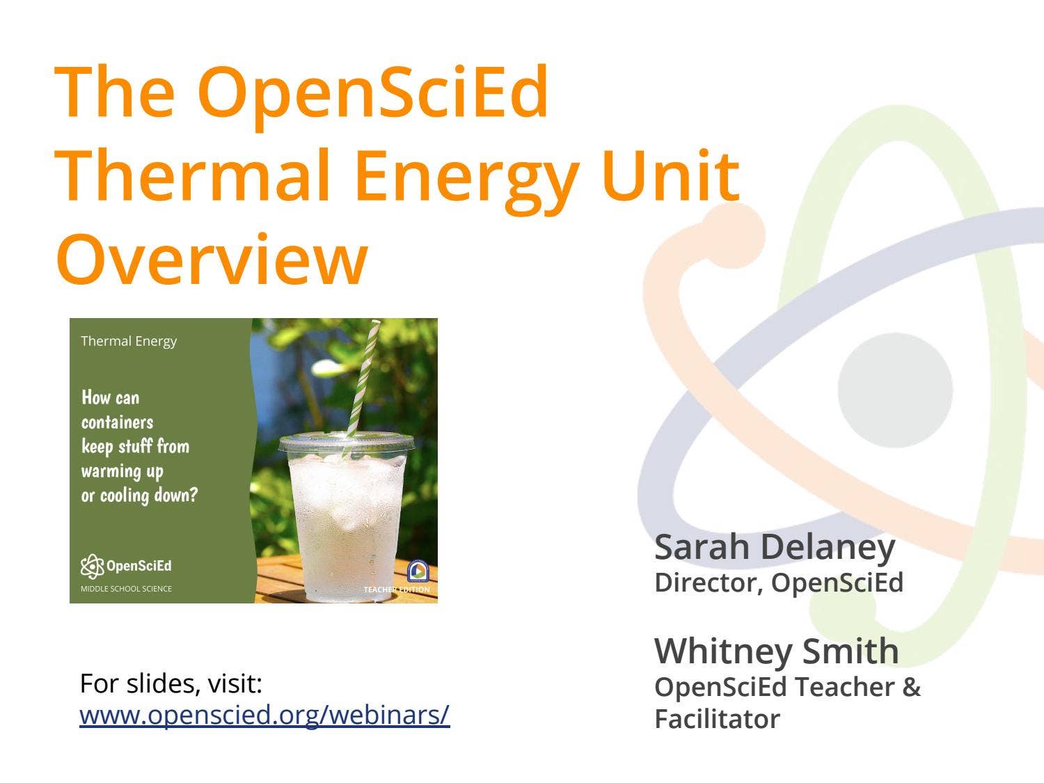 OpenSciEd Thermal Energy Unit Webinar Slides November 4, 2019 by ...