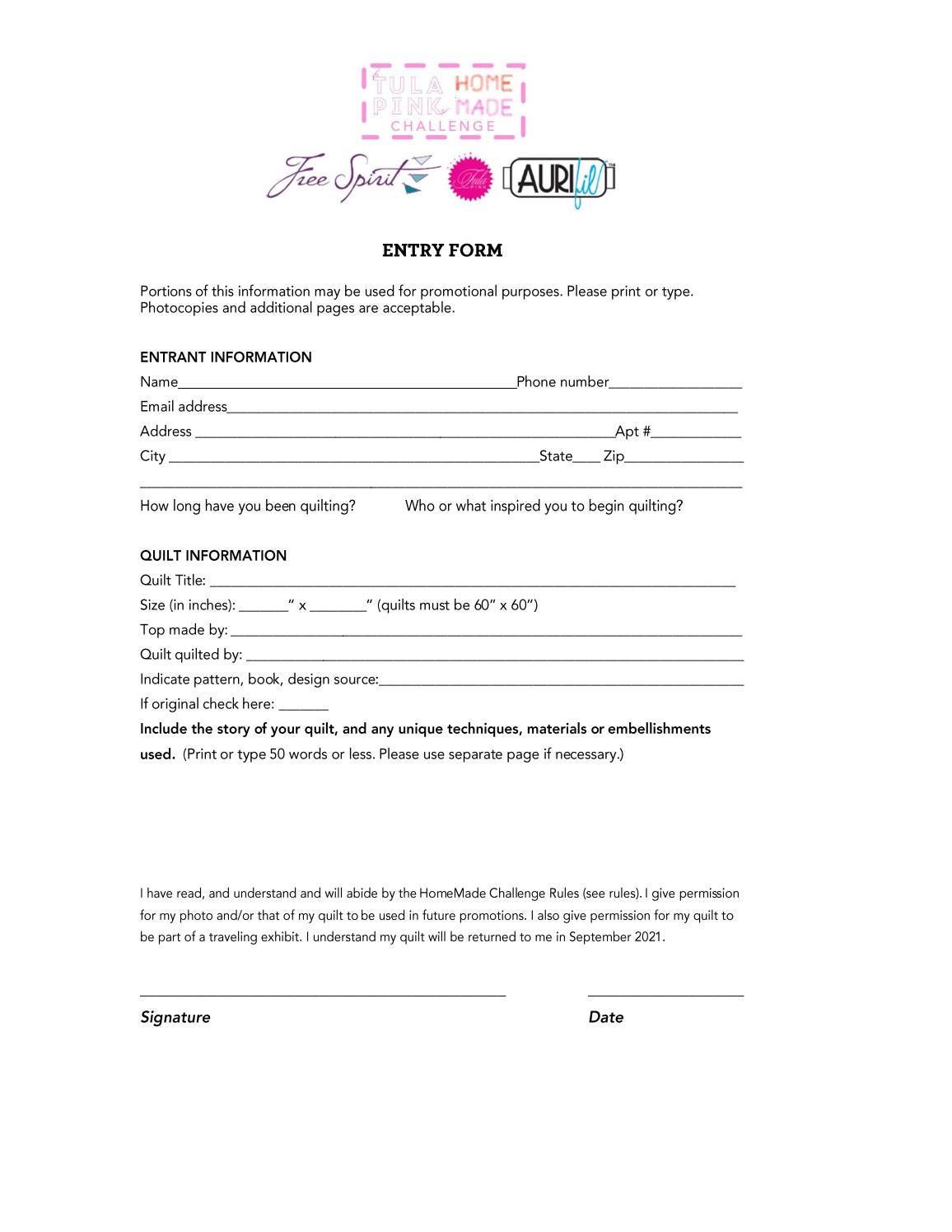 HomeMade Challenge Entry Form by FreeSpirit Fabrics - Issuu