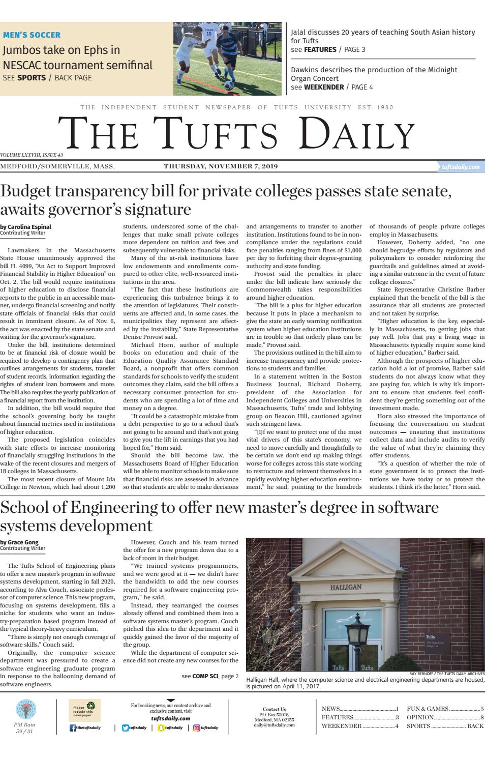 The Tufts Daily - November 7, 2019 by The Tufts Daily - Issuu