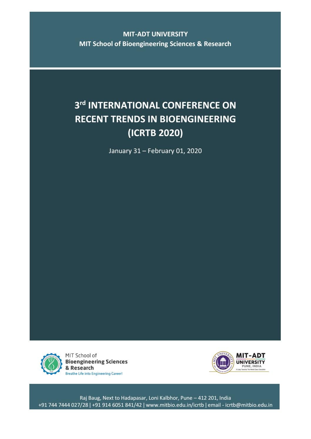 3rd International Conference On Recent Trends In Bioengineering (ICRTB ...