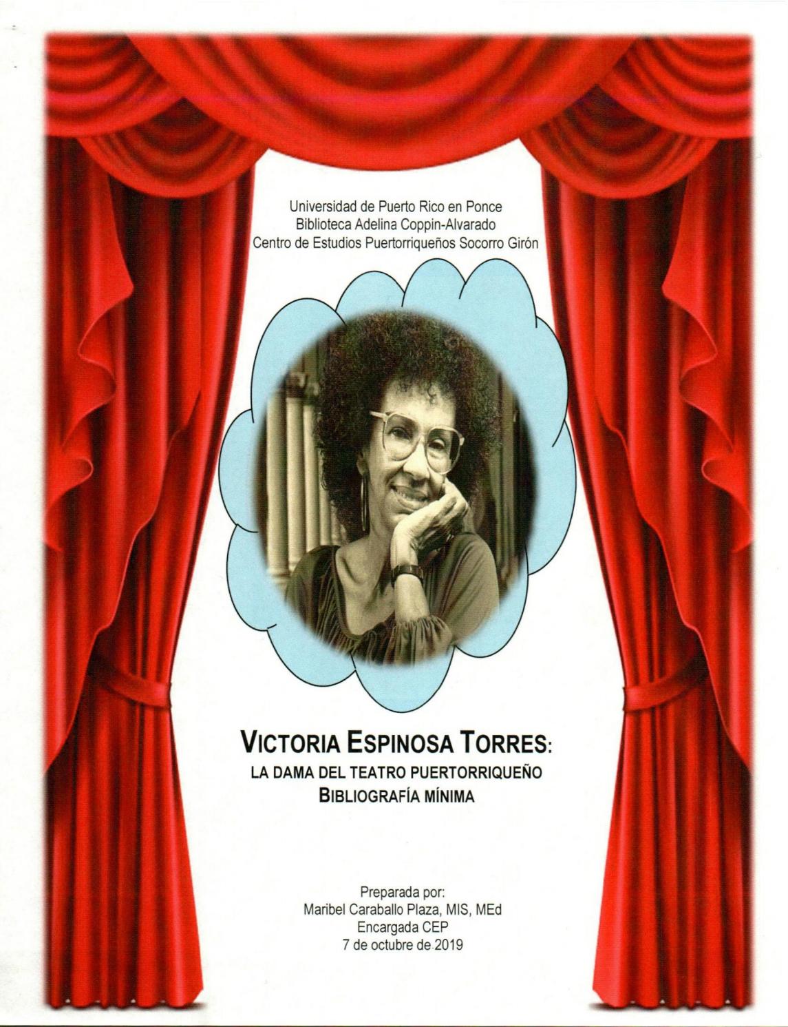 Bibliografía Victoria Espinosa: La Dama del Teatro Puertorriqueña ...