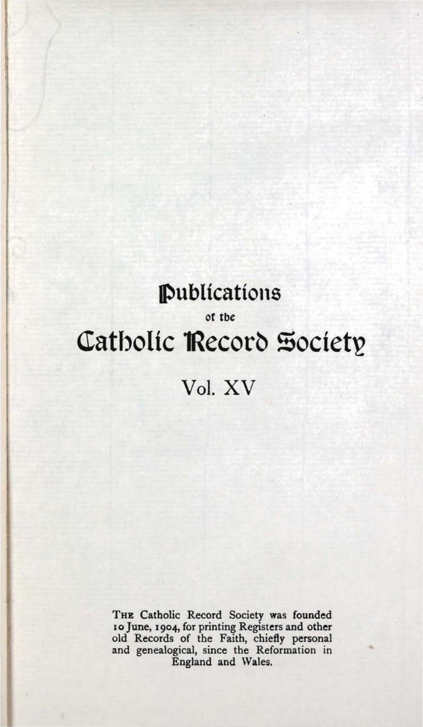 Records Volume 15: Lancashire Registers 1: The Fylde 1 by The Catholic ...