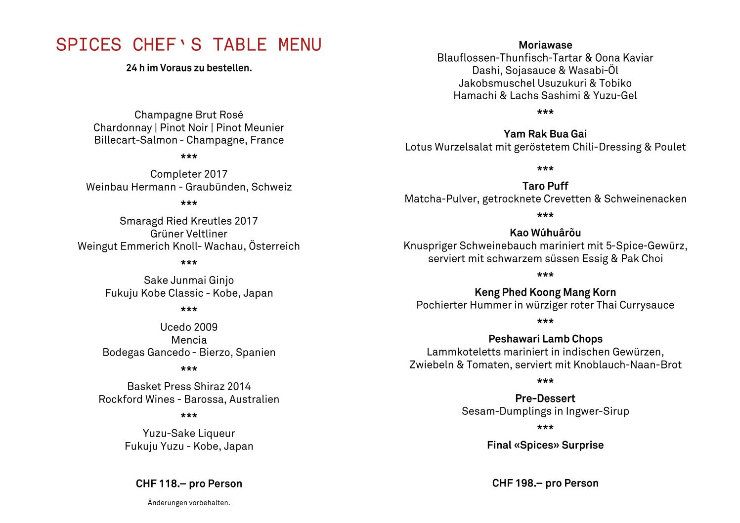 Chef's Table Menu at Spices Kitchen & Terrace | DE & EN by The ...