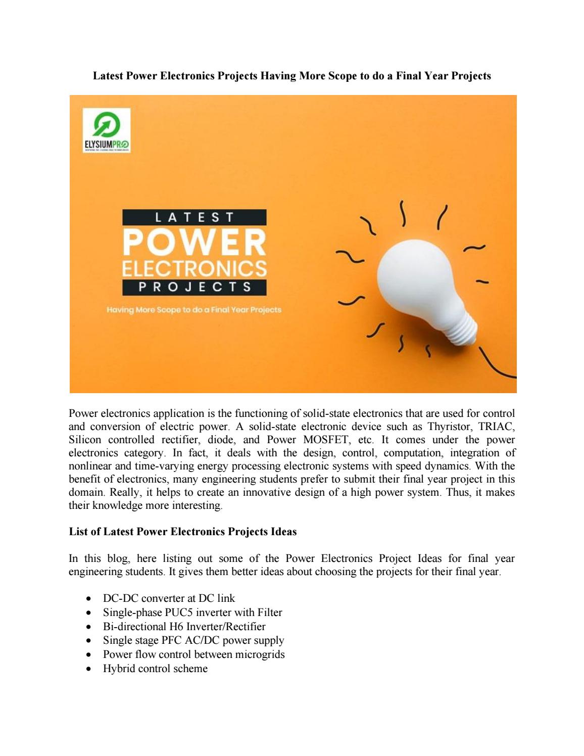 Power Electronics Projects by elysiumpro - Issuu