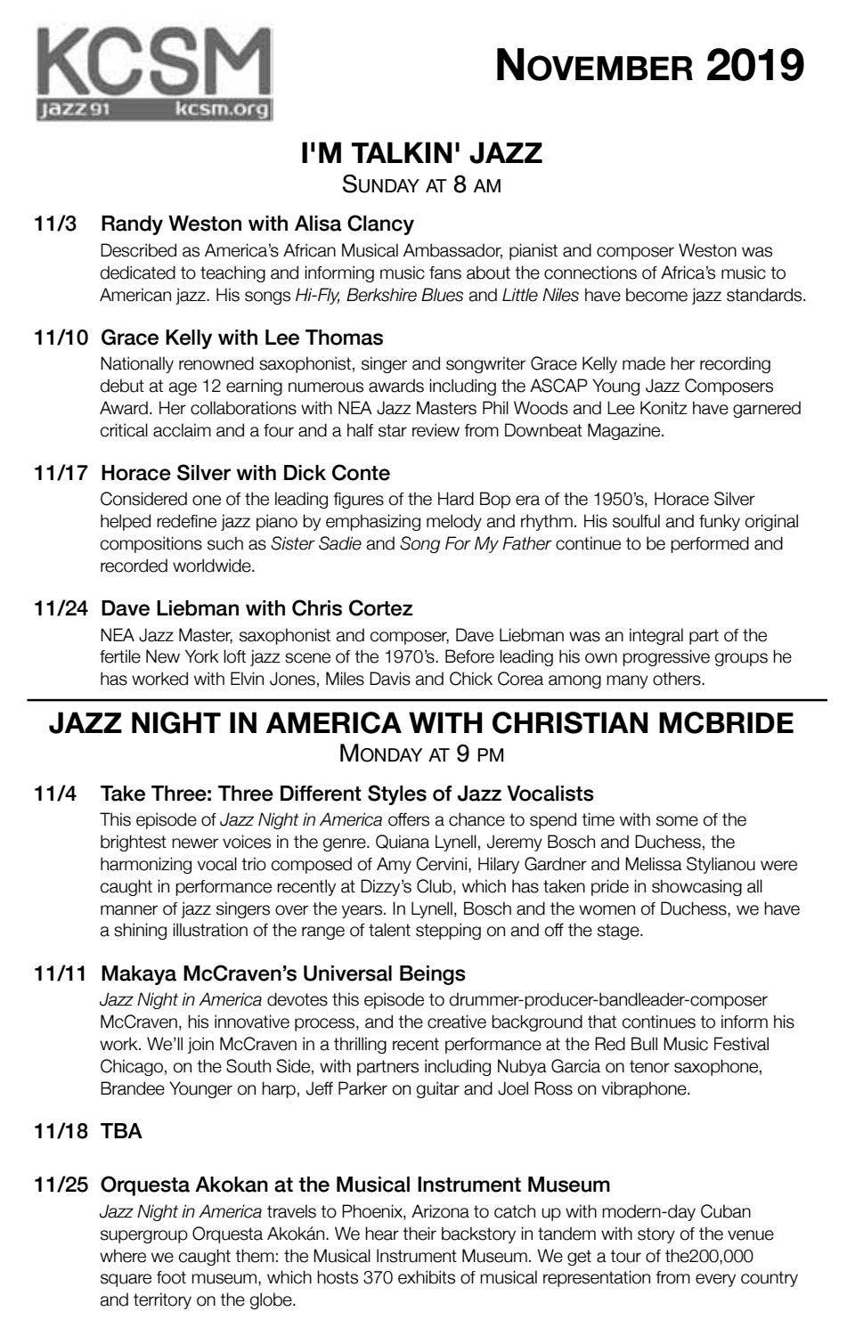 2019 KCSM FM Program Guide by KCSM-FM Jazz 91 - Issuu