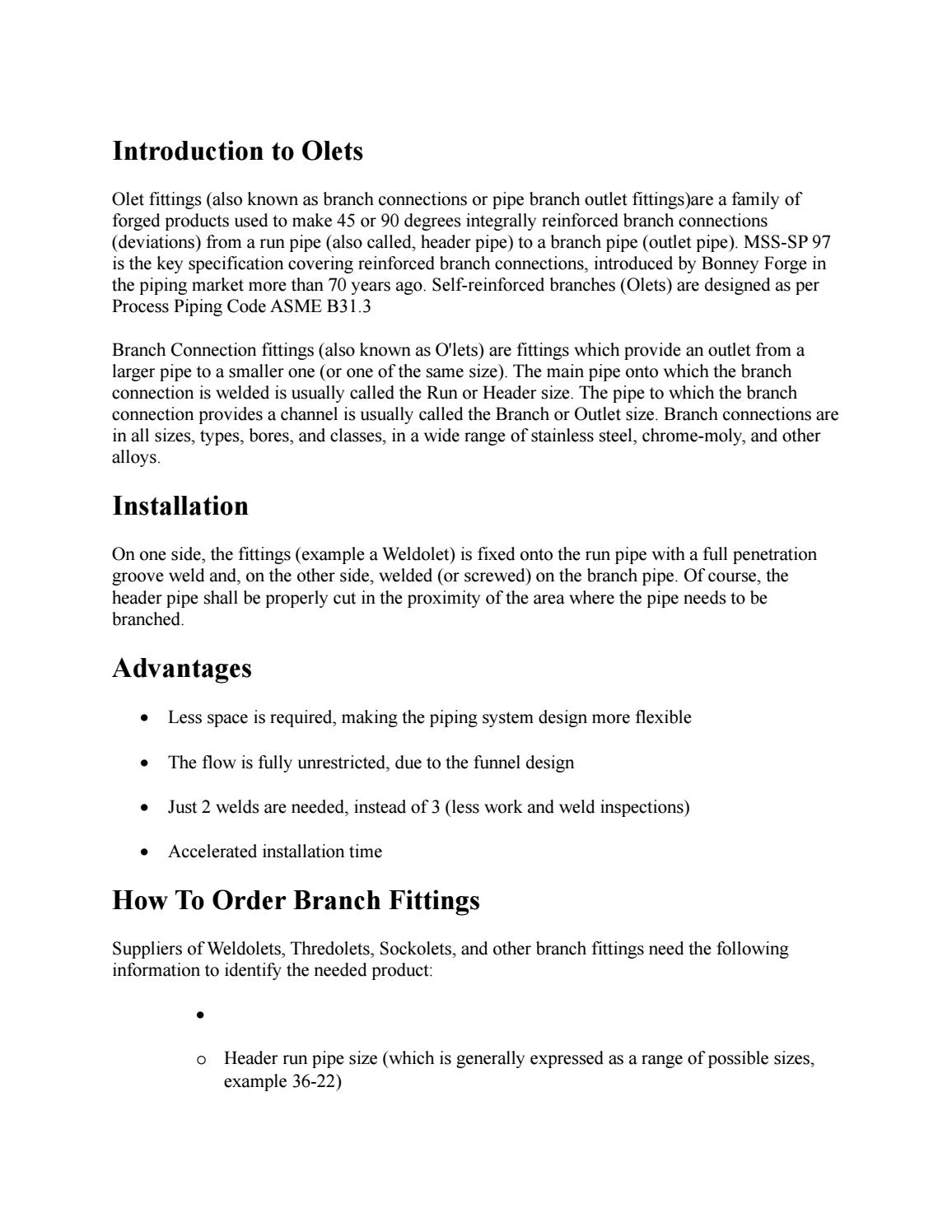 A Complete Guide to Olets-weldolet, sockolet, elbolet and many more by ...