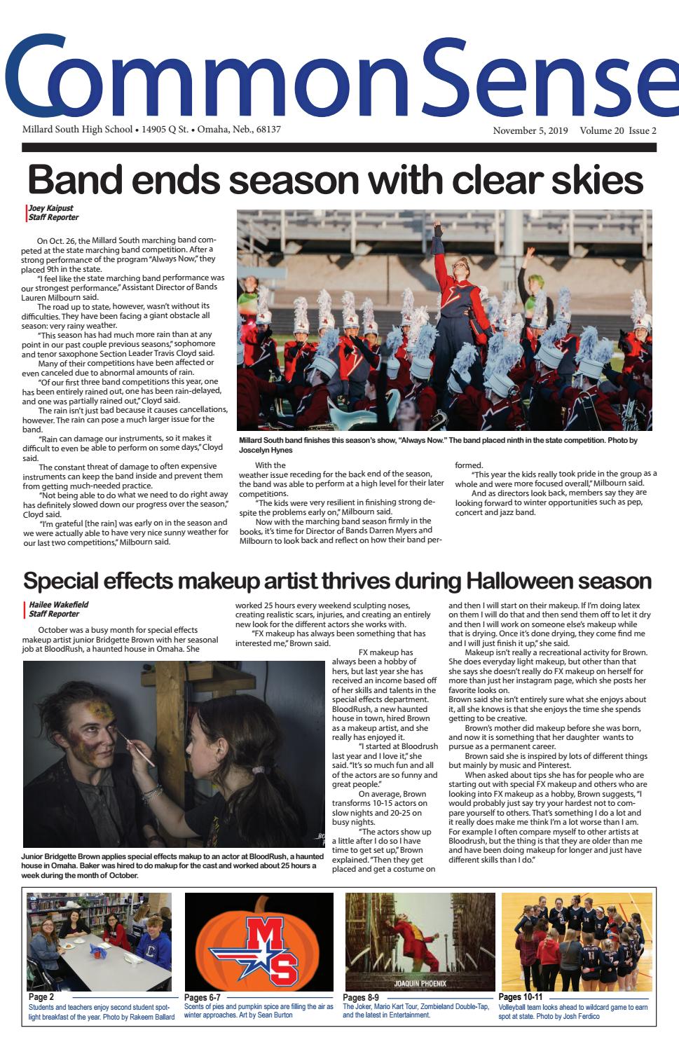 Common Sense Volume 20 Issue 2 November 5, 2019 by Millard South Common ...