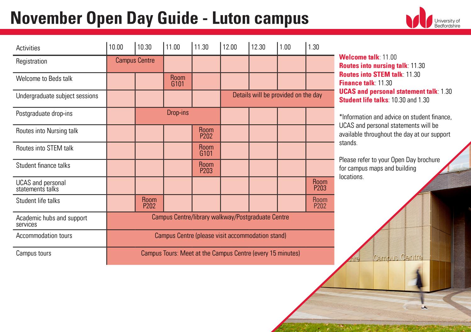 Open Day guide, November 2019, Luton campus by University of ...