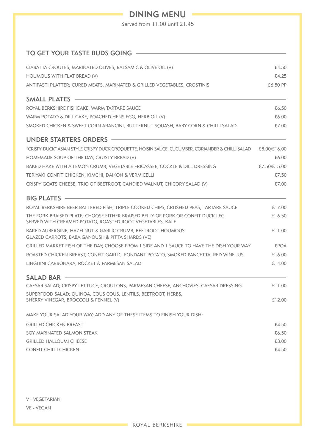 Royal Berkshire Dining Menu by Exclusive Collection - Issuu