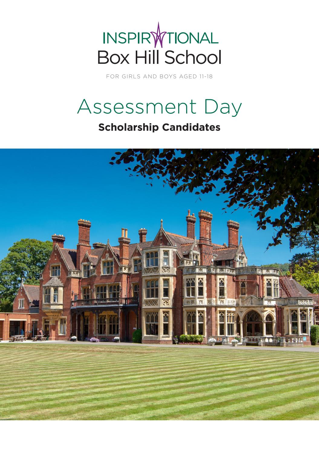 Assessment Day Information for Scholarships by Box Hill School - Issuu