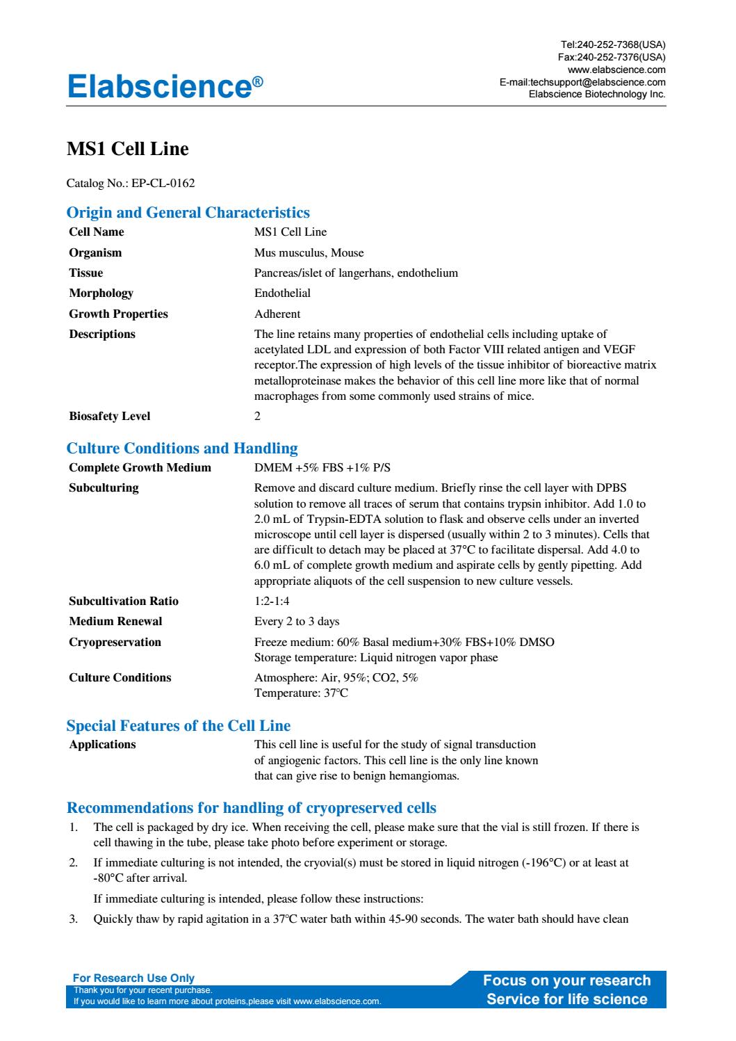MS1 Cell Line by BioTecNika - Issuu