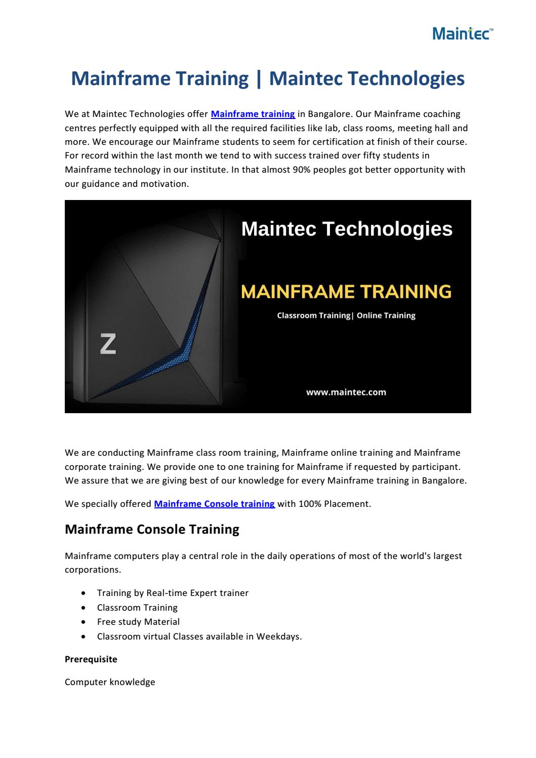 Mainframe Training | Mainframe Online Training | Maintec Technologies by Maintec Bangalore - Issuu