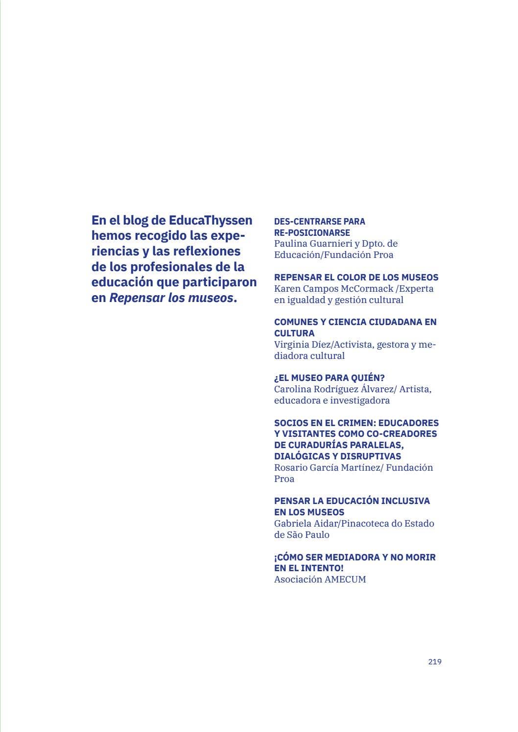Repensar los museos by Museo Nacional Thyssen-Bornemisza - Issuu