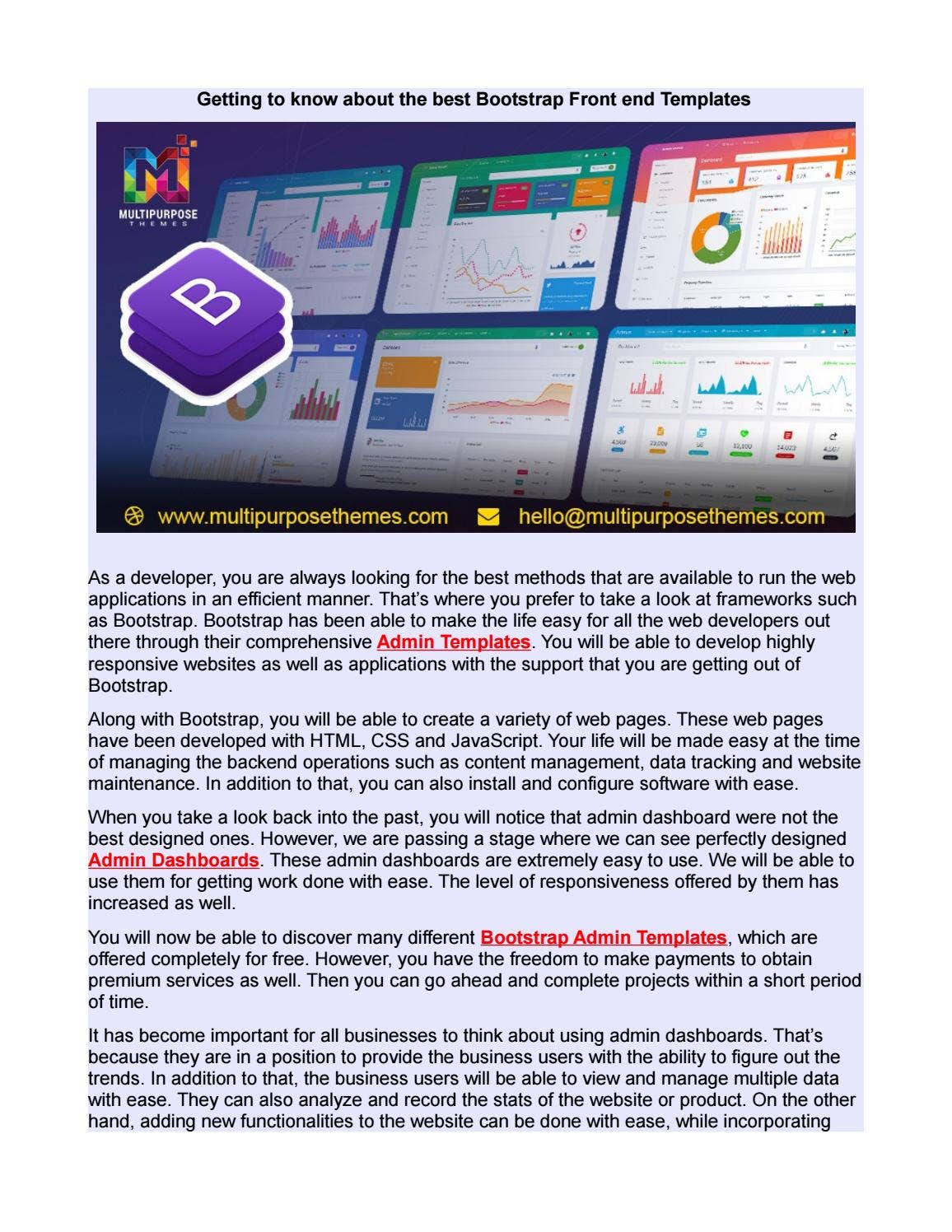 Getting to know about the best Bootstrap Front end Templates by ...