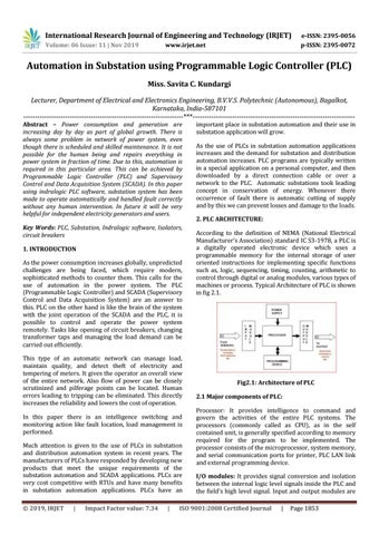 IRJET- Automation in Substation using Programmable Logic Controller ...