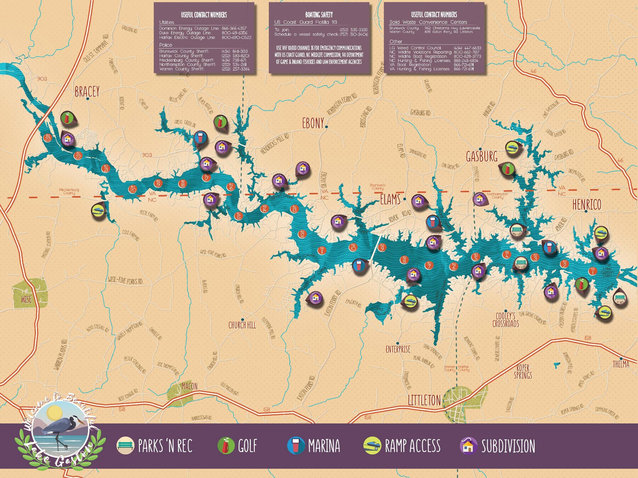Welcome to Beautiful Lake Gaston - Tourism Map by Meridian Marketing ...